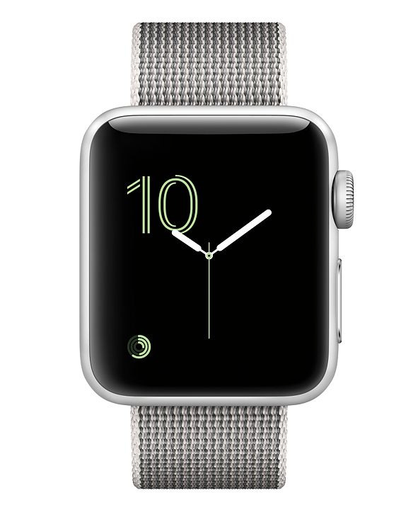 Apple Watch Series 2 38mm Silver-Tone Aluminum Case with Pearl Woven ...