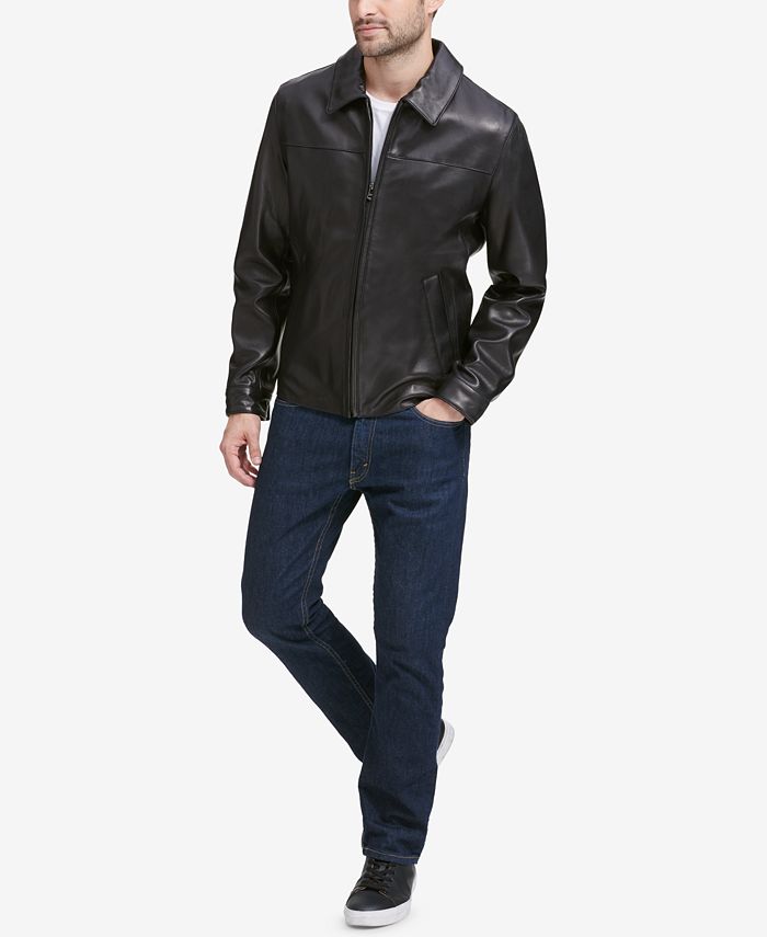 Cole Haan Men's Full-Zip Leather Bomber Jacket & Reviews - Coats ...