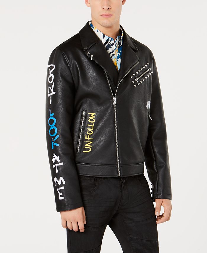 INC International Concepts I.N.C. Mens Painted Moto Jacket, Created for ...