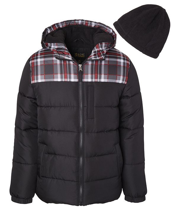 Ixtreme Big Boys Solid Puffer with Plaid Print and Fleece Hat & Reviews - Coats & Jackets - Kids ...