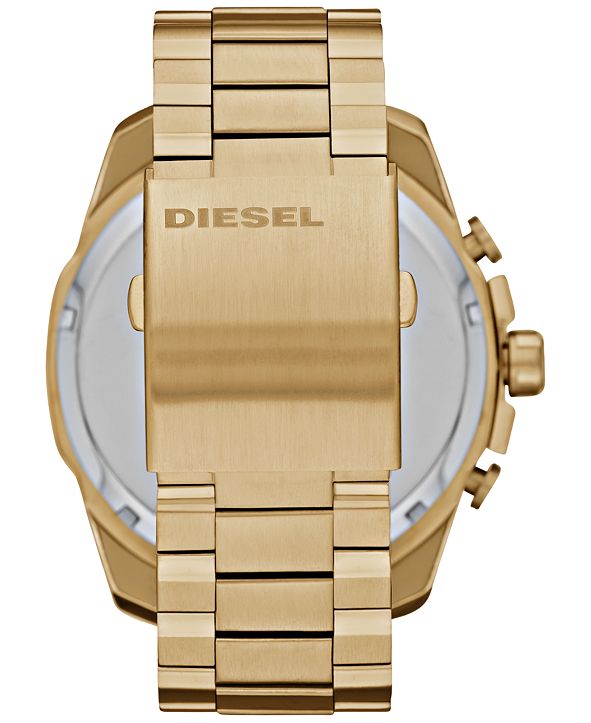 Diesel Men's Chronograph Mega Chief Gold-Tone Stainless Steel Bracelet ...