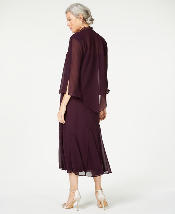 R And M Richards Randm Richards Sleeveless Beaded V Neck Dress And Jacket
