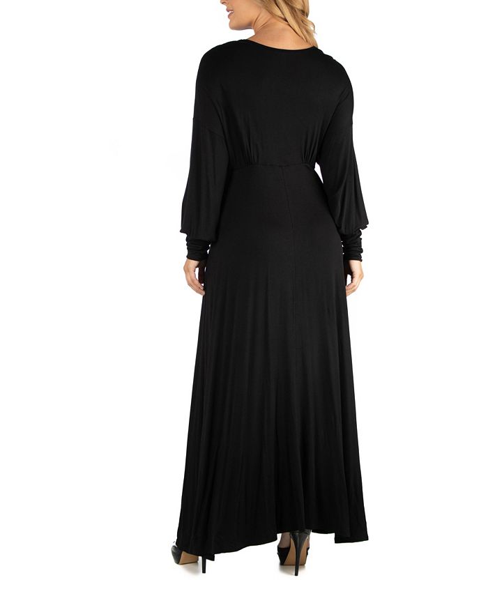 24seven Comfort Apparel Formal Long Sleeve Plus Size Maxi Dress ...