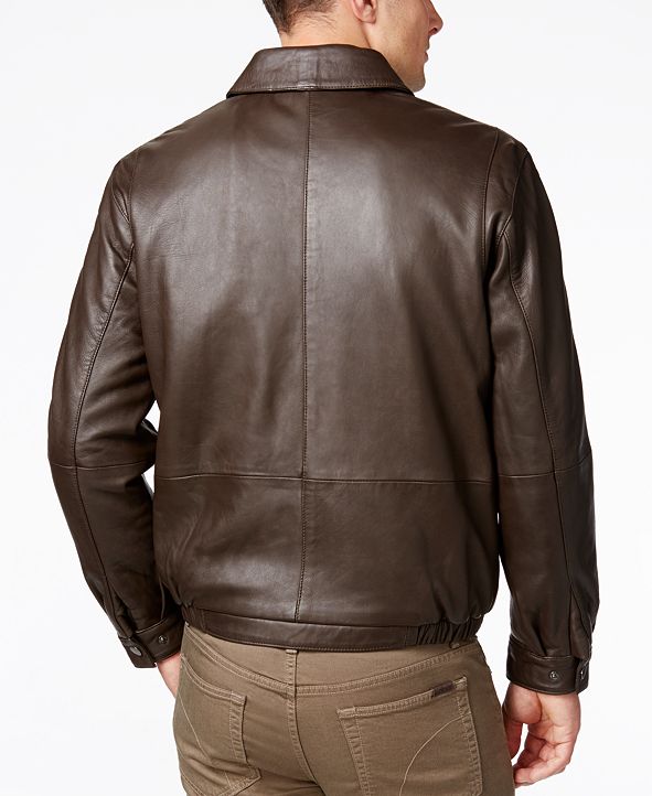 Nautica Men's Big & Tall Point Collar Leather Jacket & Reviews - Coats ...