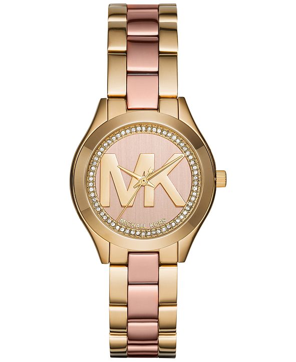 Michael Kors Women's Mini Slim Runway Two-Tone Stainless Steel Bracelet ...