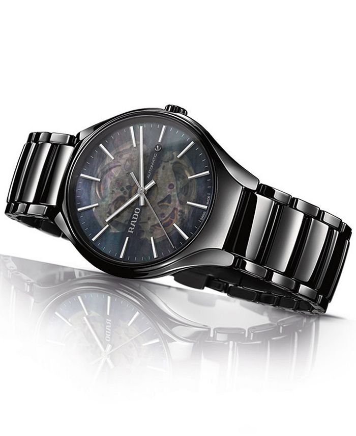 Rado Men's Swiss Automatic True Black Ceramic Bracelet Watch 40mm ...